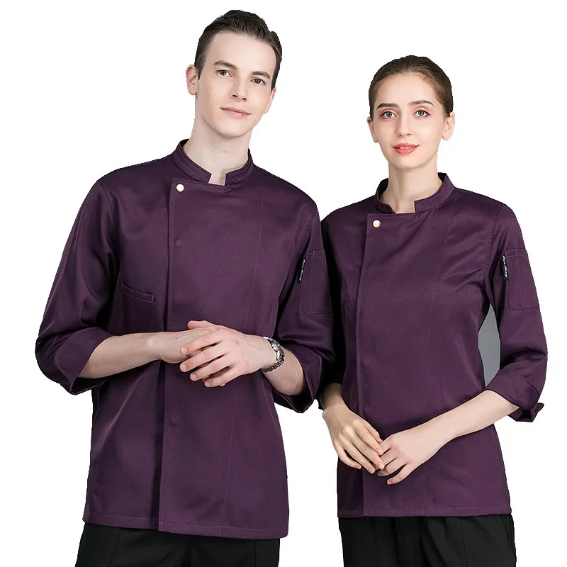 C718 Chef's Overalls Men's Long Sleeves Plus Size Waiter Coat Hotel ...