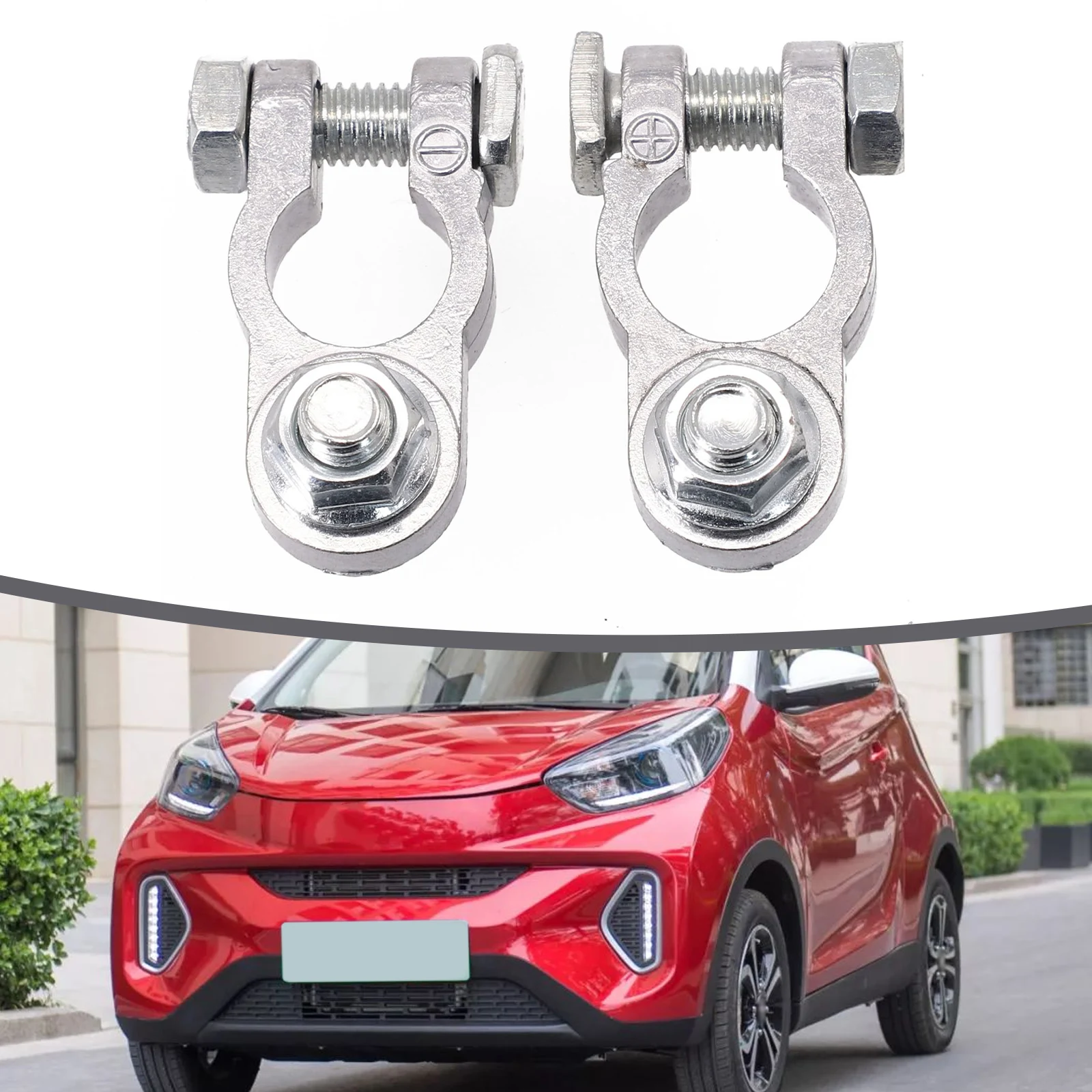 2Pcs-Battery-Terminal-Clamp-Zinc-Alloy-Positive-Negative-Pole-12V-Car ...