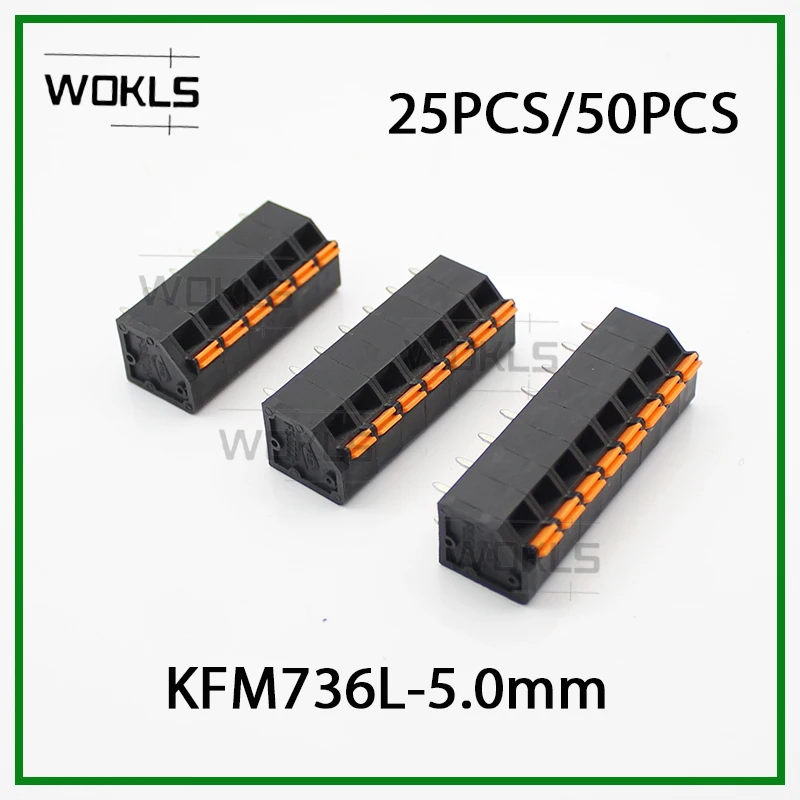 25PCS/50PCS Spring Screwless PCB Terminal Blocks 5.0MM KFM736L-5.0mm ...