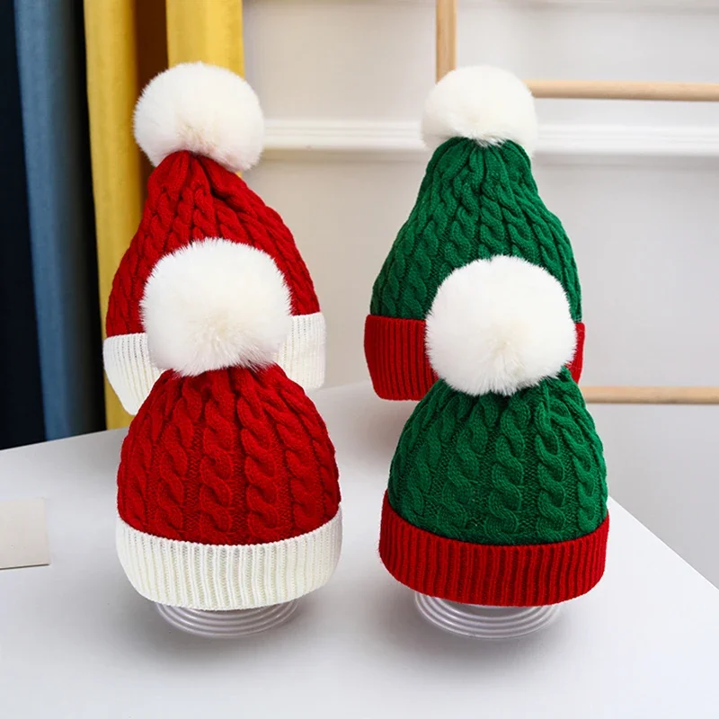 Adult-Kids-Christmas-Santa-Wool-Hat-Winter-Warm-Crochet-Beanies ...