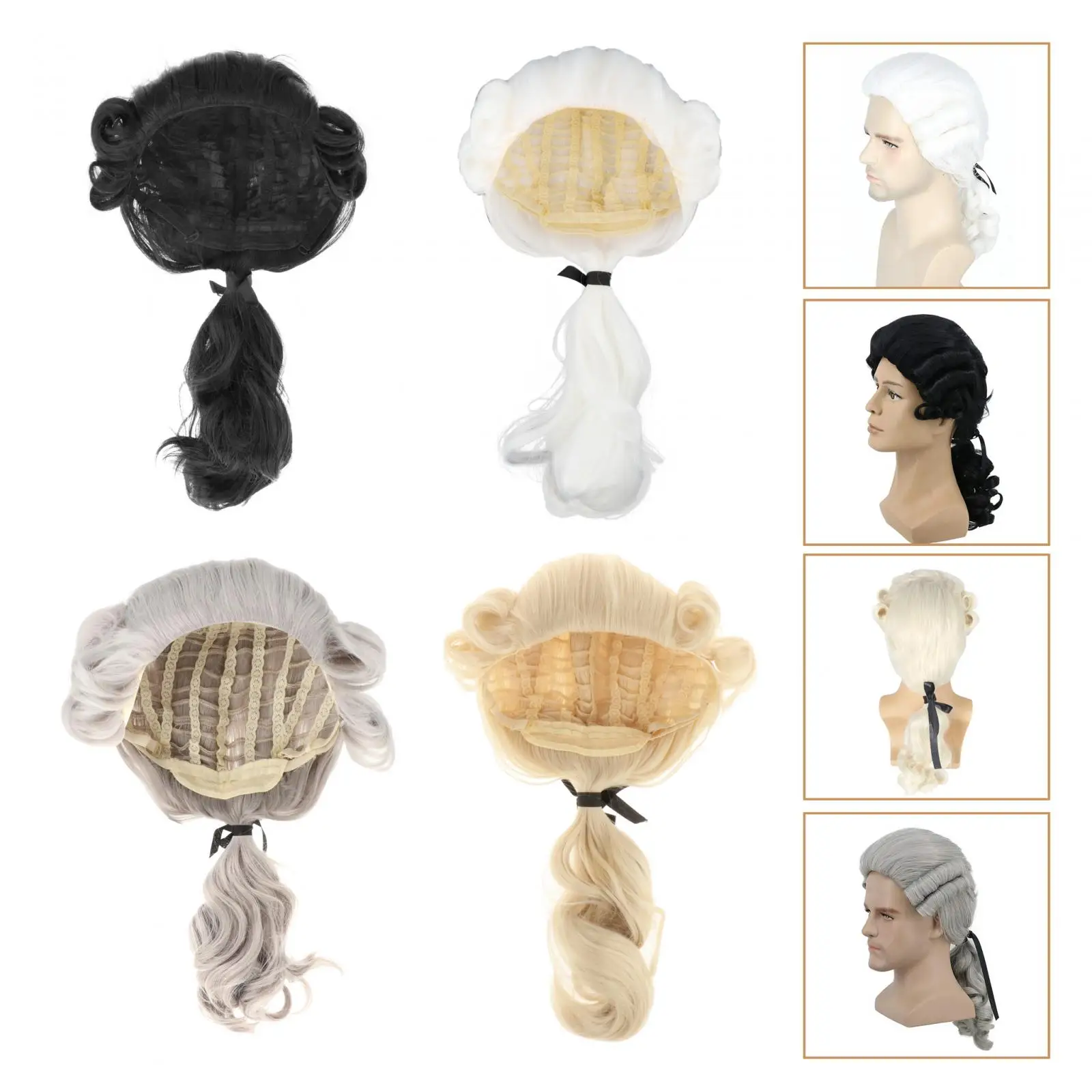 Colonial-Wig-Synthetic-with-Ponytail-Breathable-Synthetic-Hair-Wigs ...