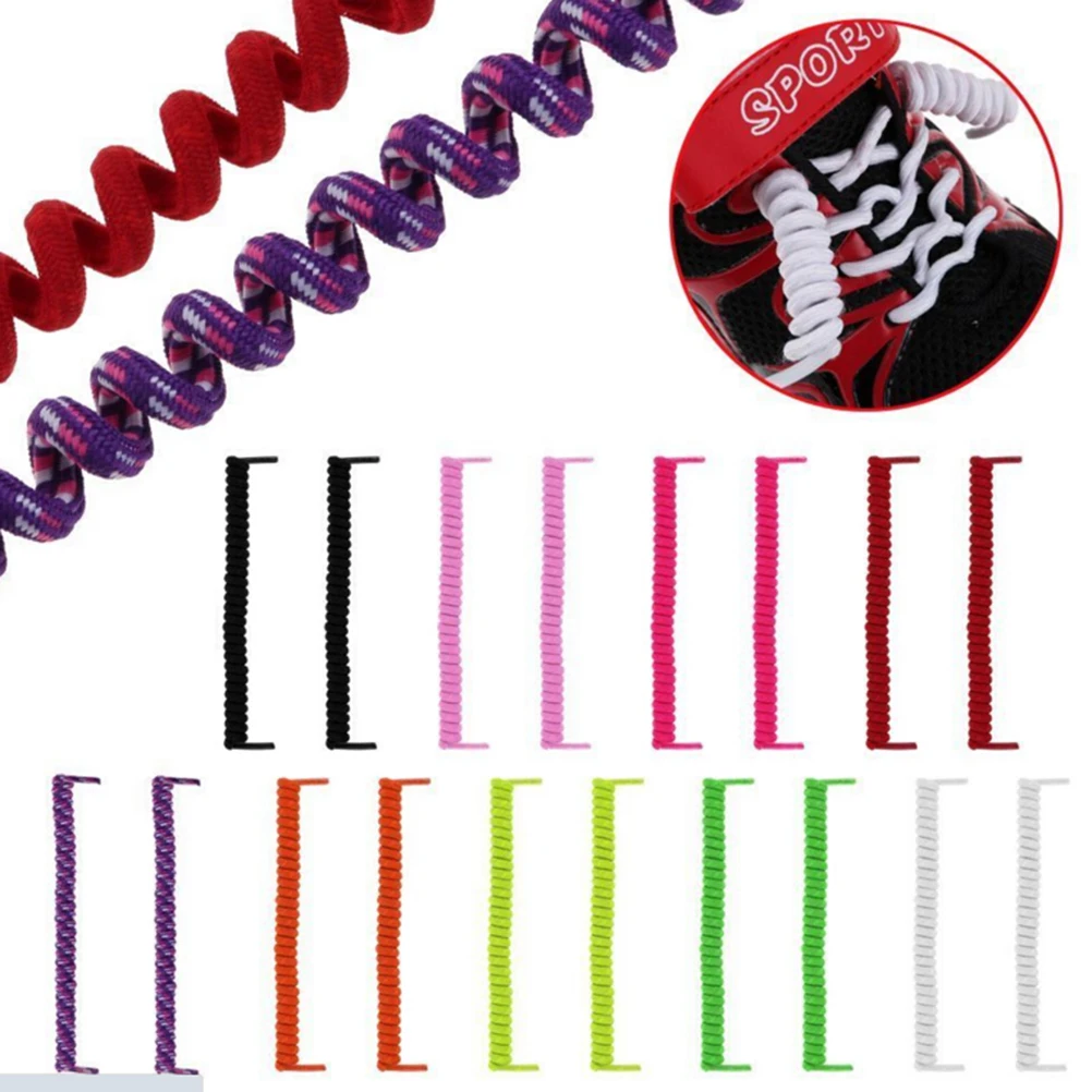 Elastic No Tie Curly Shoe Laces Coiler Elastic Twisty Unisex Fits Kid ...
