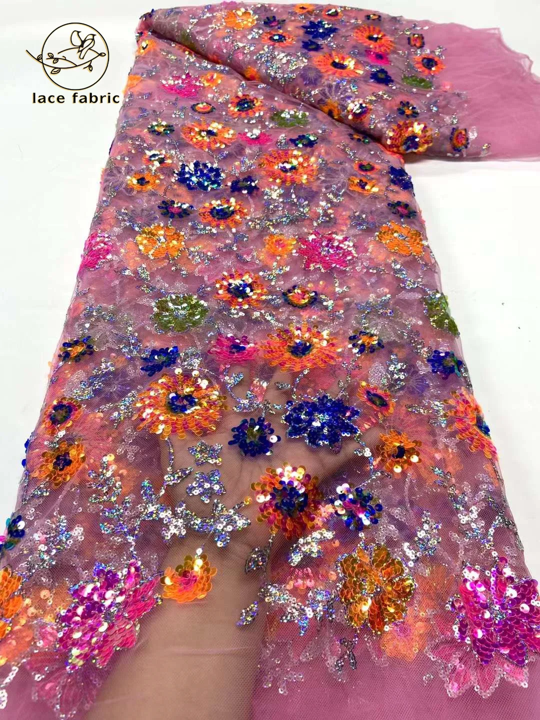 Latest-Pink-African-Sequins-Lace-Fabric-2023-High-Quality-Lace ...
