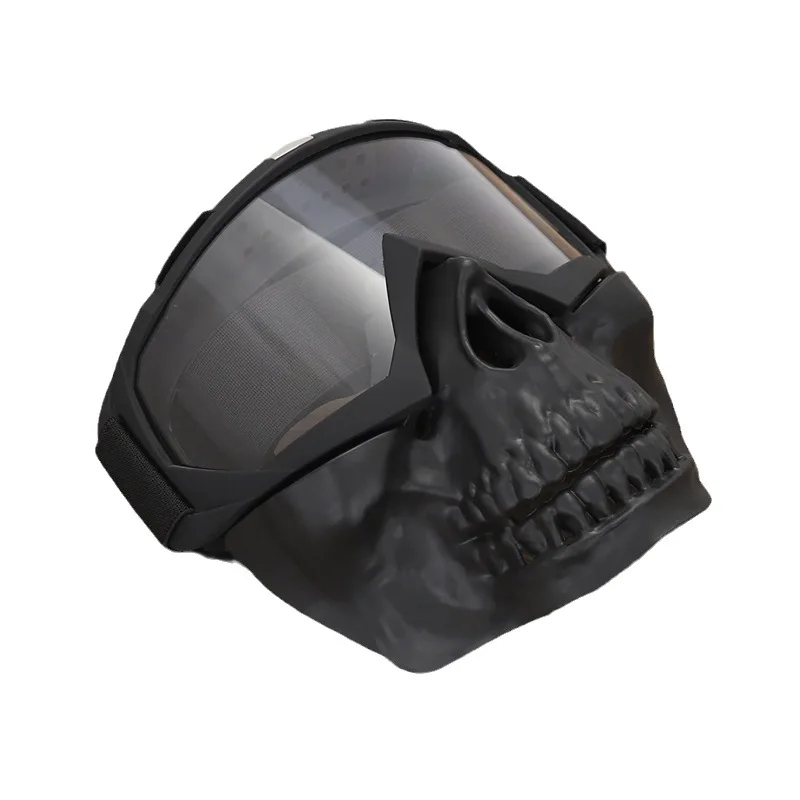 Cool Skull Motorcycle Face Mask with Goggles Modular Goggles Mask Open ...
