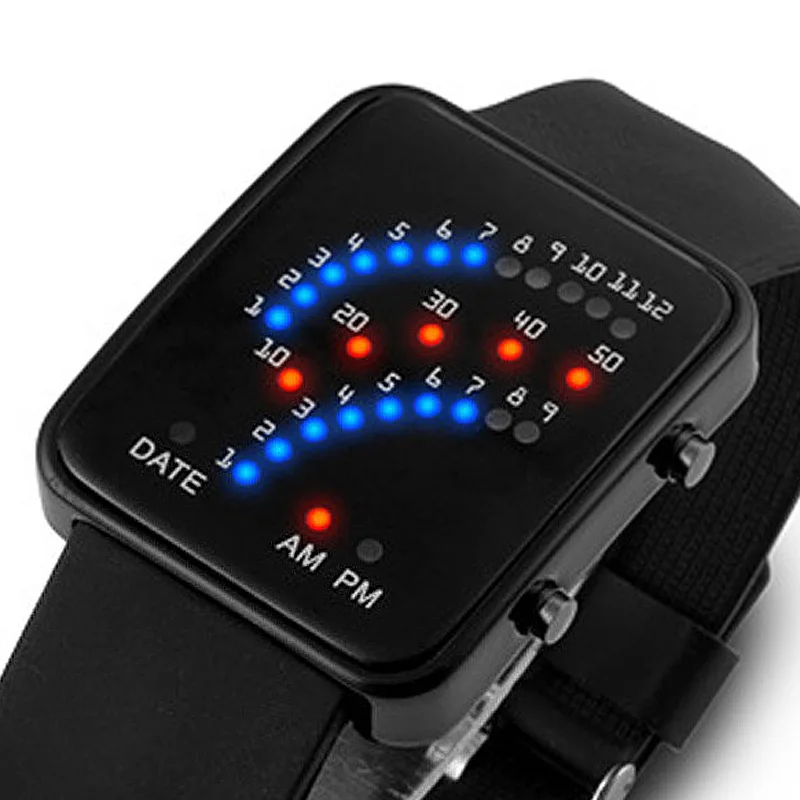 Led Watches Men Watches Fashion Dot Matrix Led Digital Electronic ...