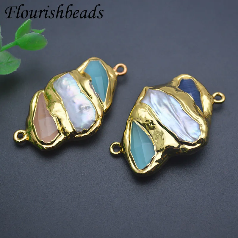 4pcs-lot-Natural-Pearl-Gemstone-Agate-Quartz-Pendant-Double-Ring-Hooks ...