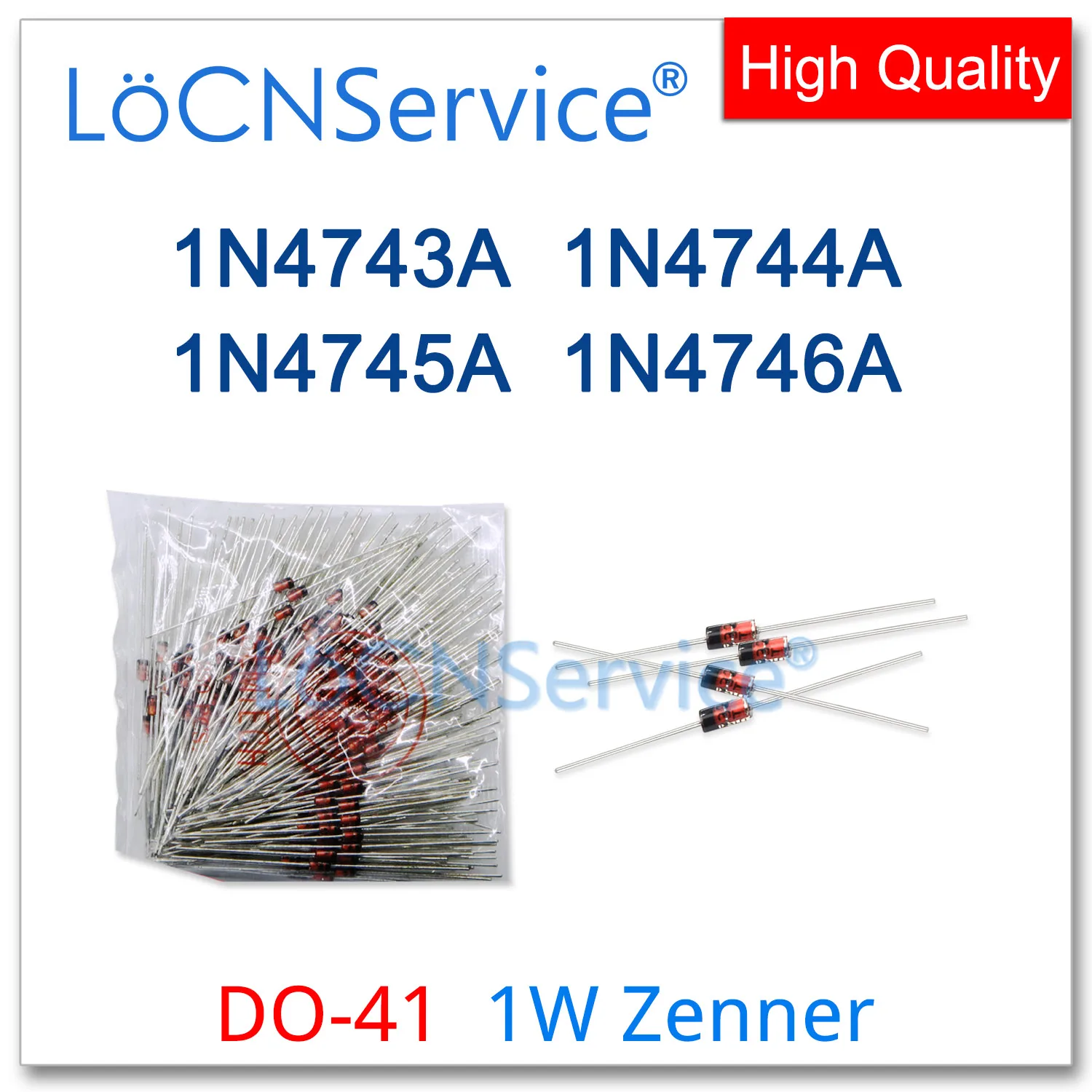 LoCNService 250PCS 1W DO41 1N4743A 1N4744A 1N4745A 1N4746A 13V 15V 16V ...