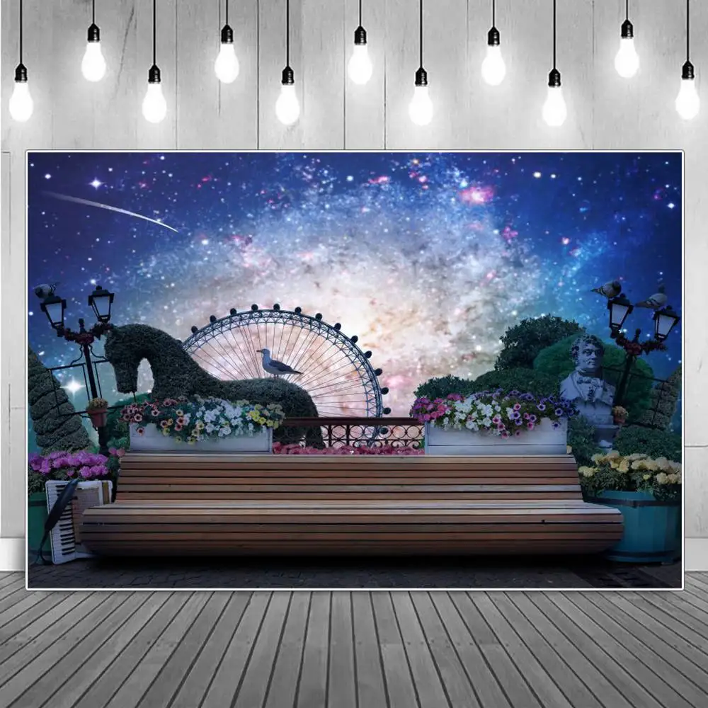 Garden-Park-Bench-Birthday-Photography-Backdrops-Laser-Decoration ...