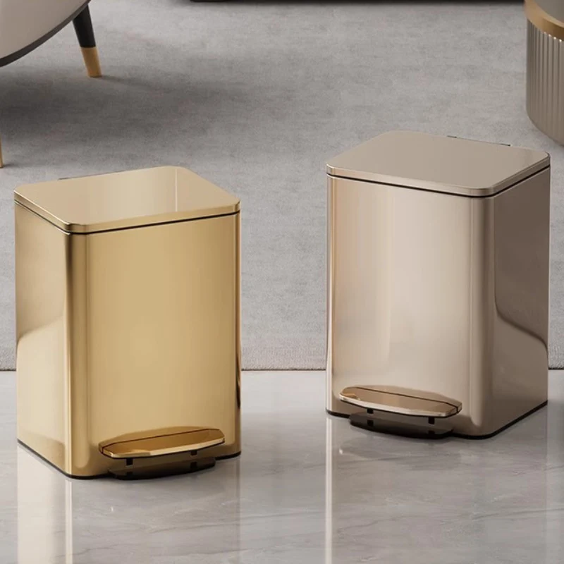 Stainless Steel Golden Trash Can Luxury Living Room Bucket Kitchen ...