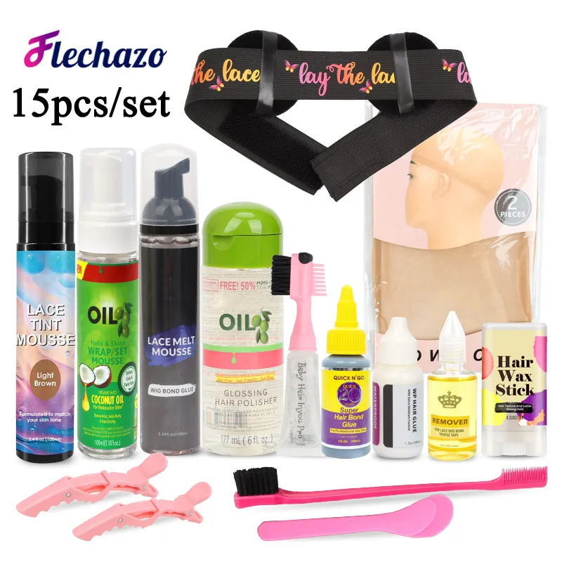 15Pcs-Wig-Installation-Kit-Set-Lace-Tint-Mousse-Lace-Melt-Mousse-Wrap ...