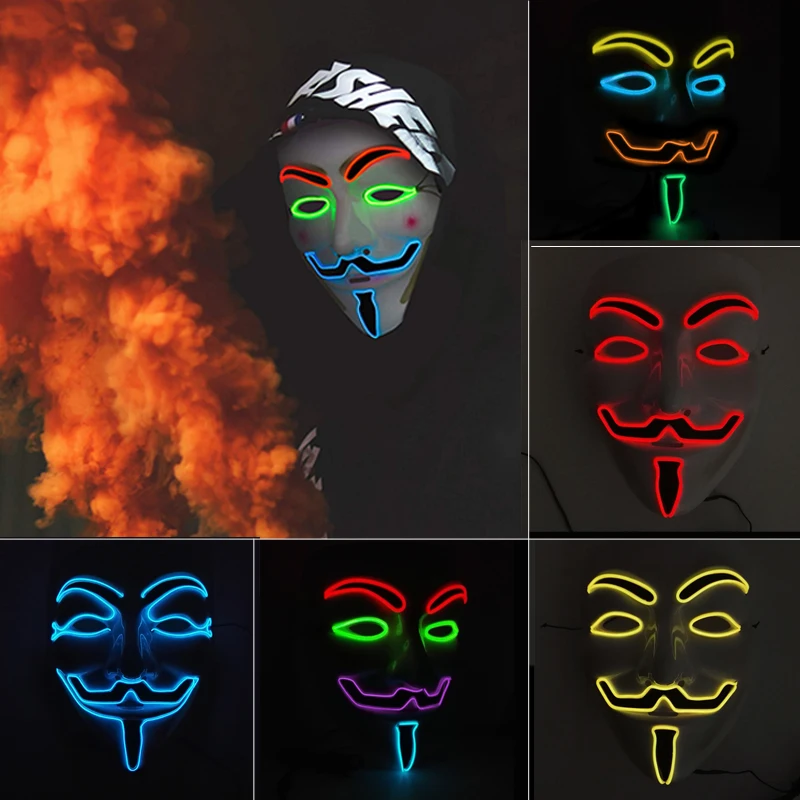 Máscaras Led de Cosplay de Halloween V para Vendetta, película ...