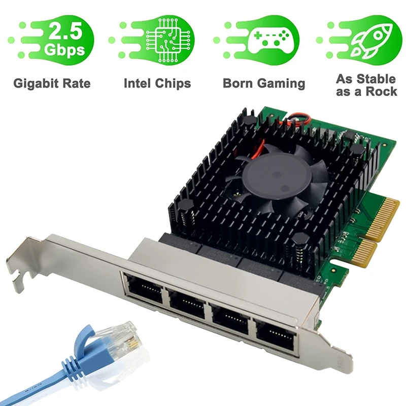 I225 V3 PCI E X4 Gigabit Server Network Card Four Port 2.5Gbe 1000Mbps ...
