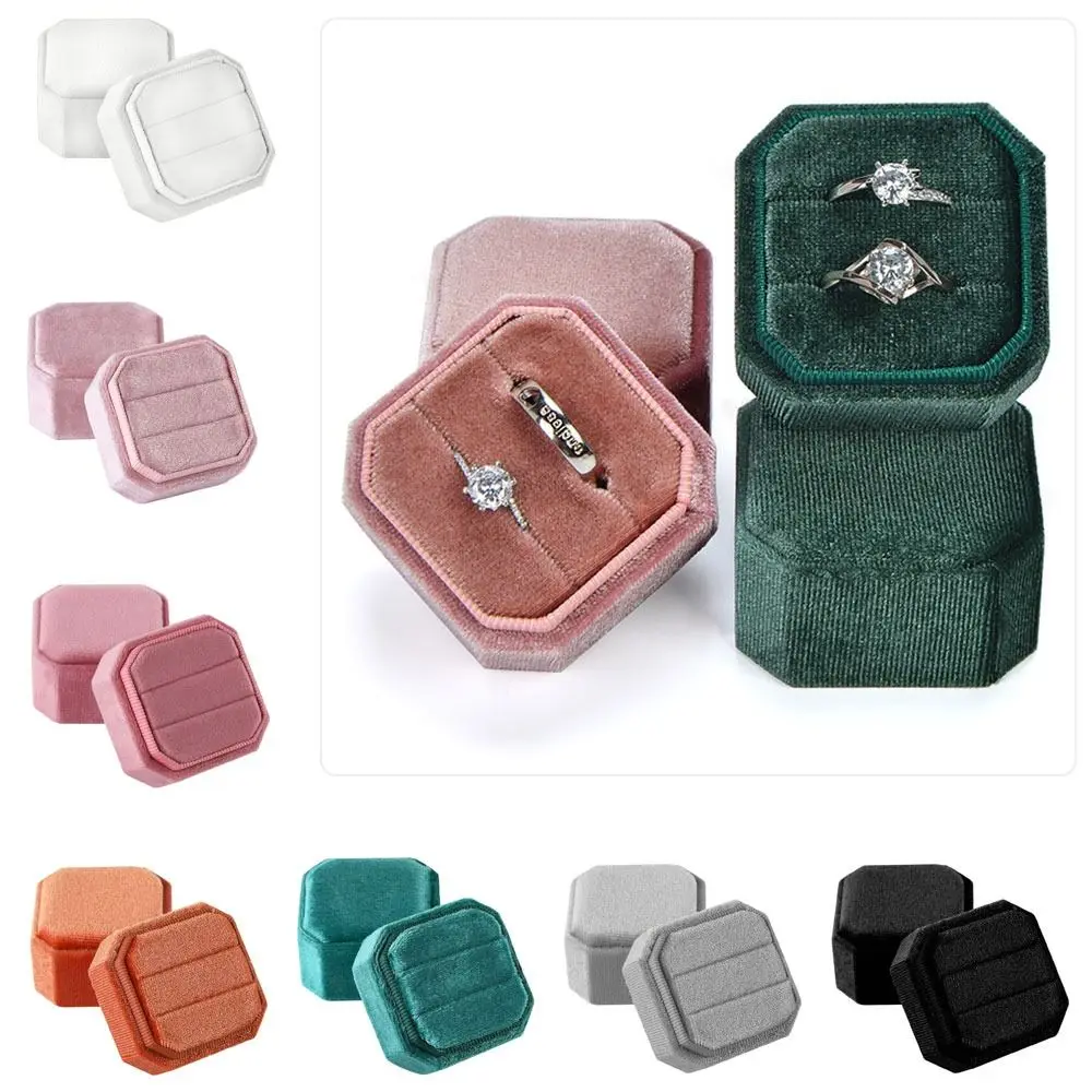 Octagonal-Velvet-Double-Ring-Box-Wedding-Ring-Storage-Box-With ...