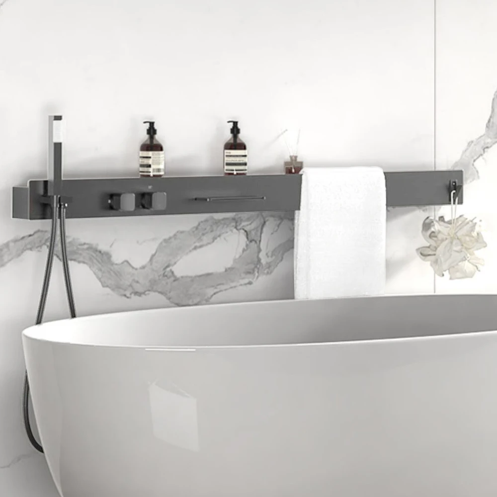 Relextime Extra Long Storage Rack Towel Bar Wall-mounted Bath System ...