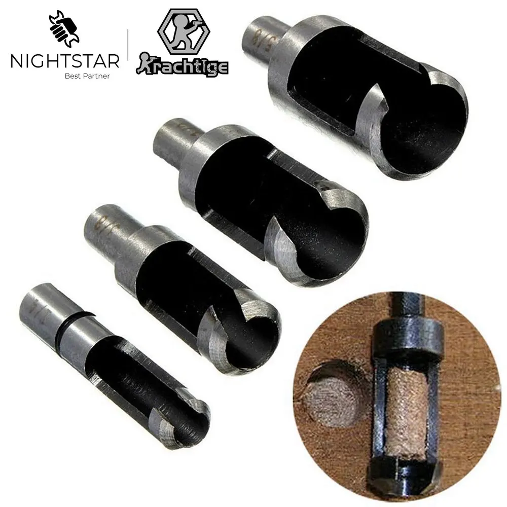 4Pcs 6/10/13/16mm Round Shank Carbon Steel Wood Working Plug Cutters ...
