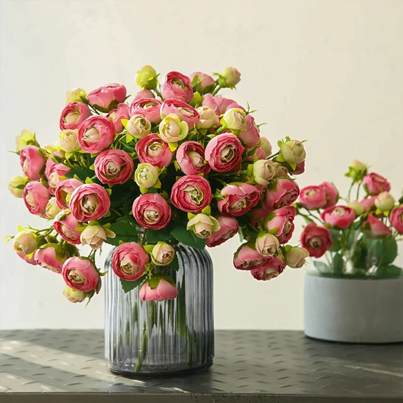 15-Head-Camellia-Artificial-Flowers-Living-Room-Wedding-Home-Decoration ...