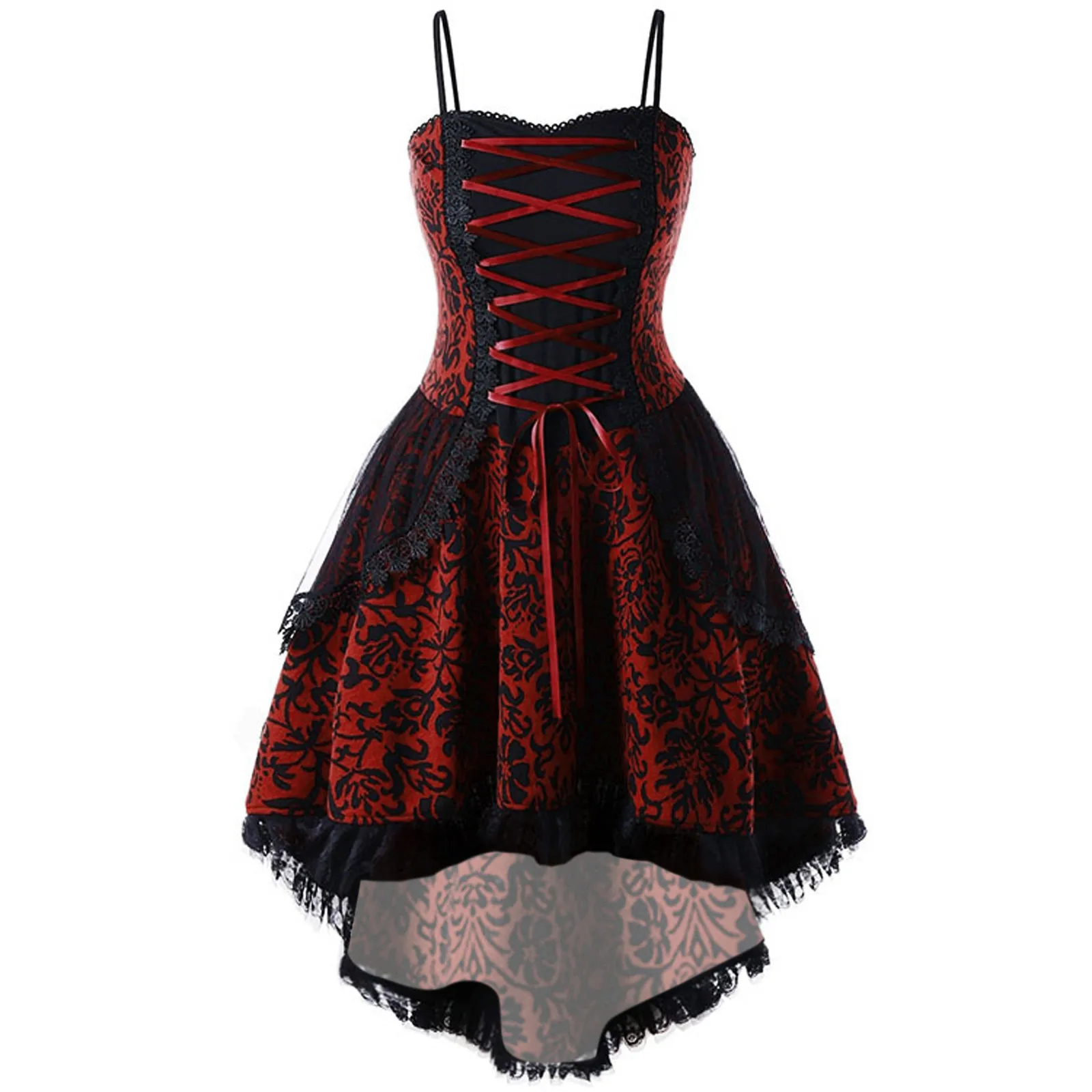 Gothic-Lace-Cami-Dress-For-Women-Vintage-Lace-Up-Party-Sleeveless ...