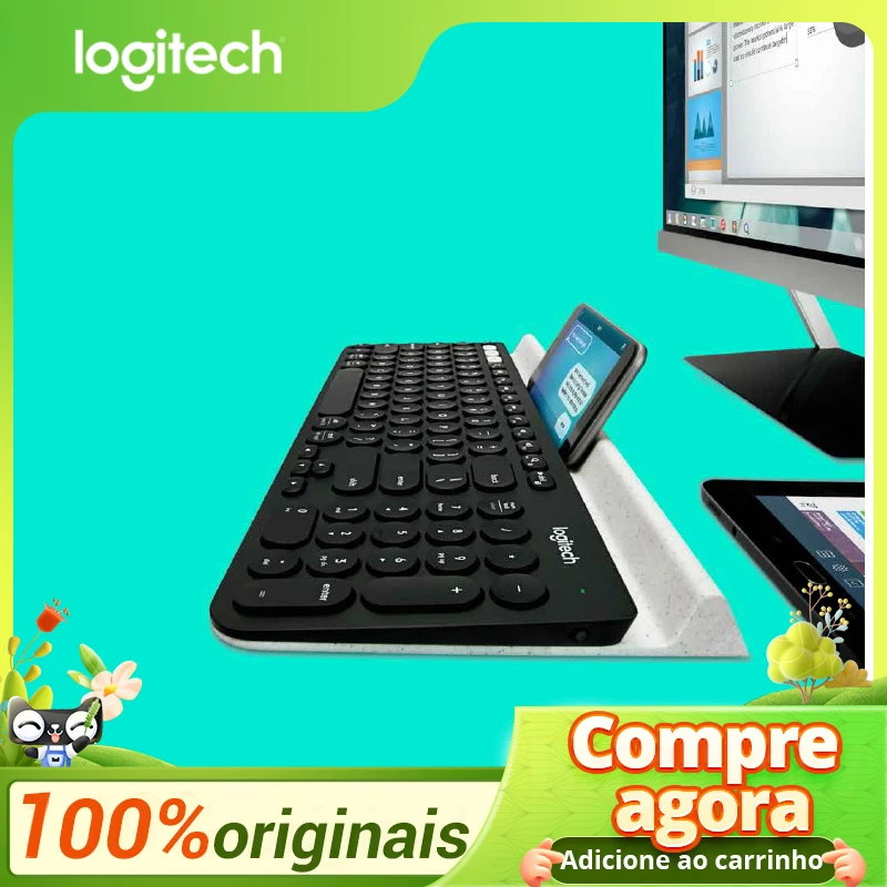 Teclado sem fio Logitech K780 para vários dispositivos, Teclado Bluetooth sem fio Interruptor de ...