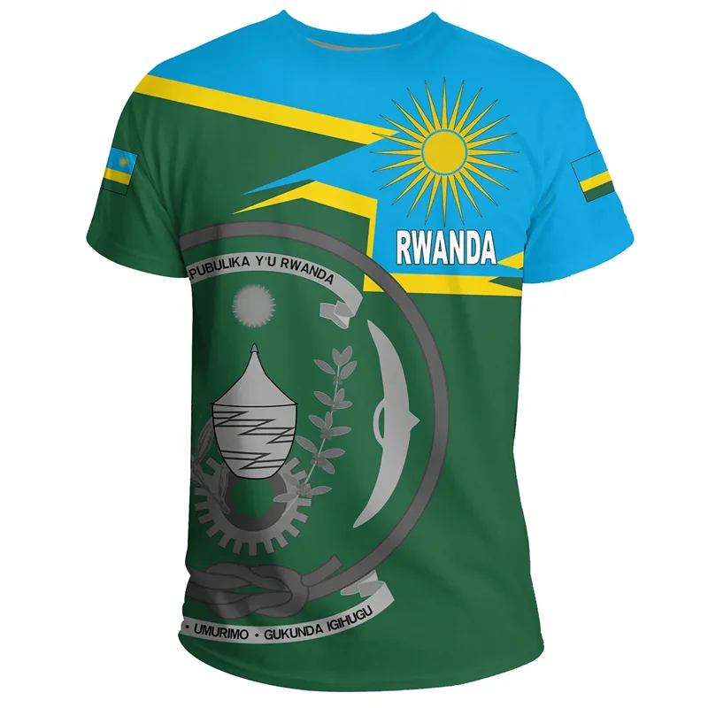 African Rwanda T-shirt For Men Kids Summer 3D Printed Coat Of Arms T ...