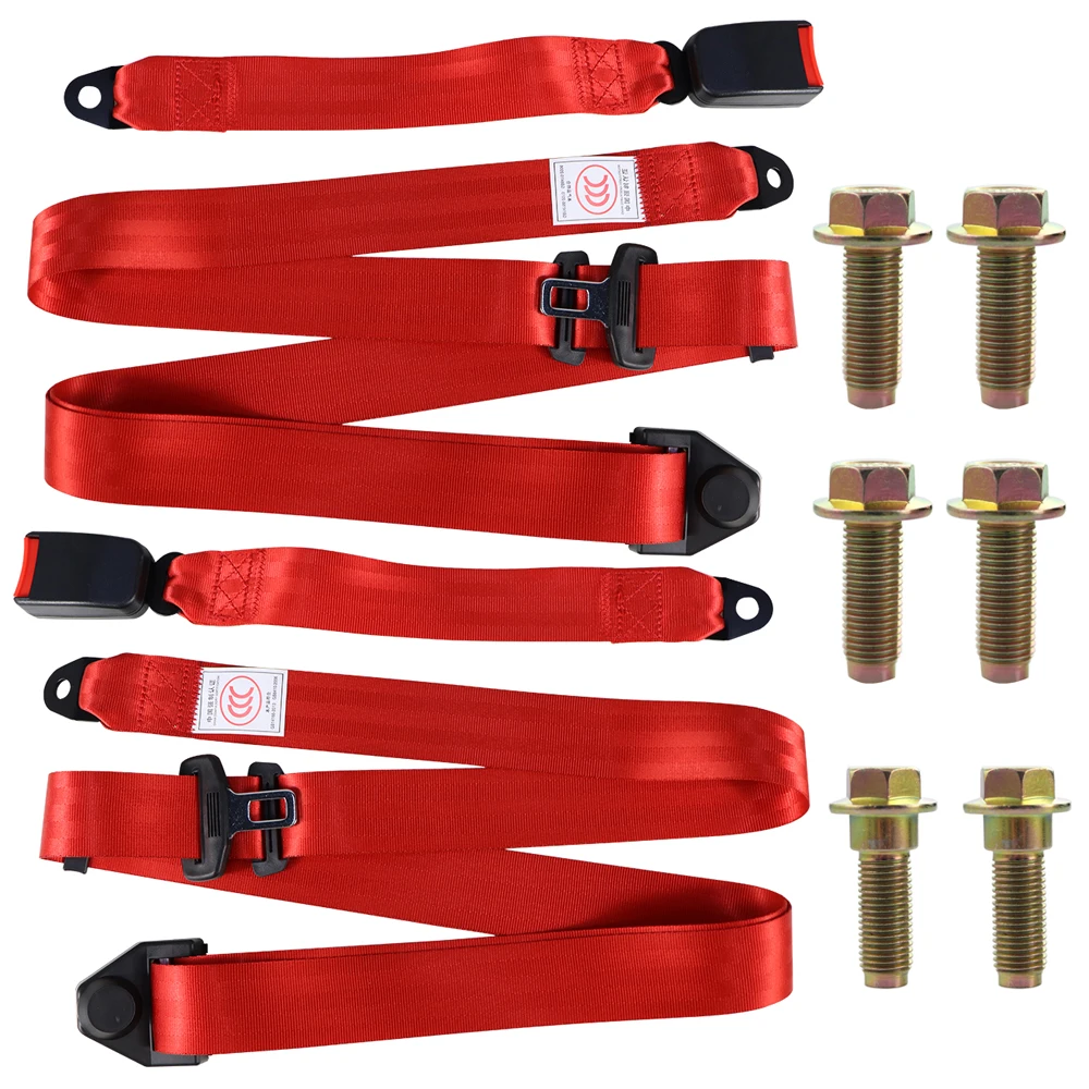 1/2Pcs Universal Red Car Seat Safety Belt 3 Point Simple Safety Belt ...