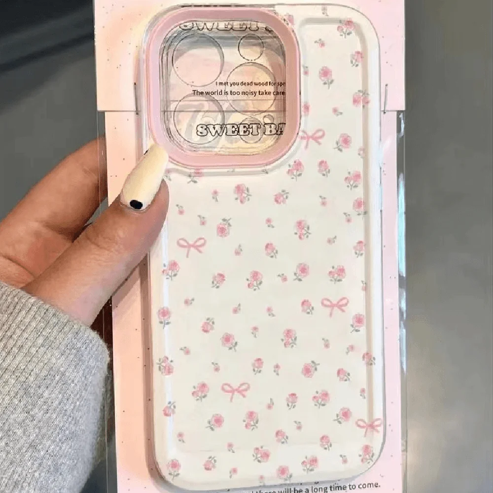 Прозрачный чехол с милыми цветами для IPhone 11 12 13 14 15 16 Pro Max ...