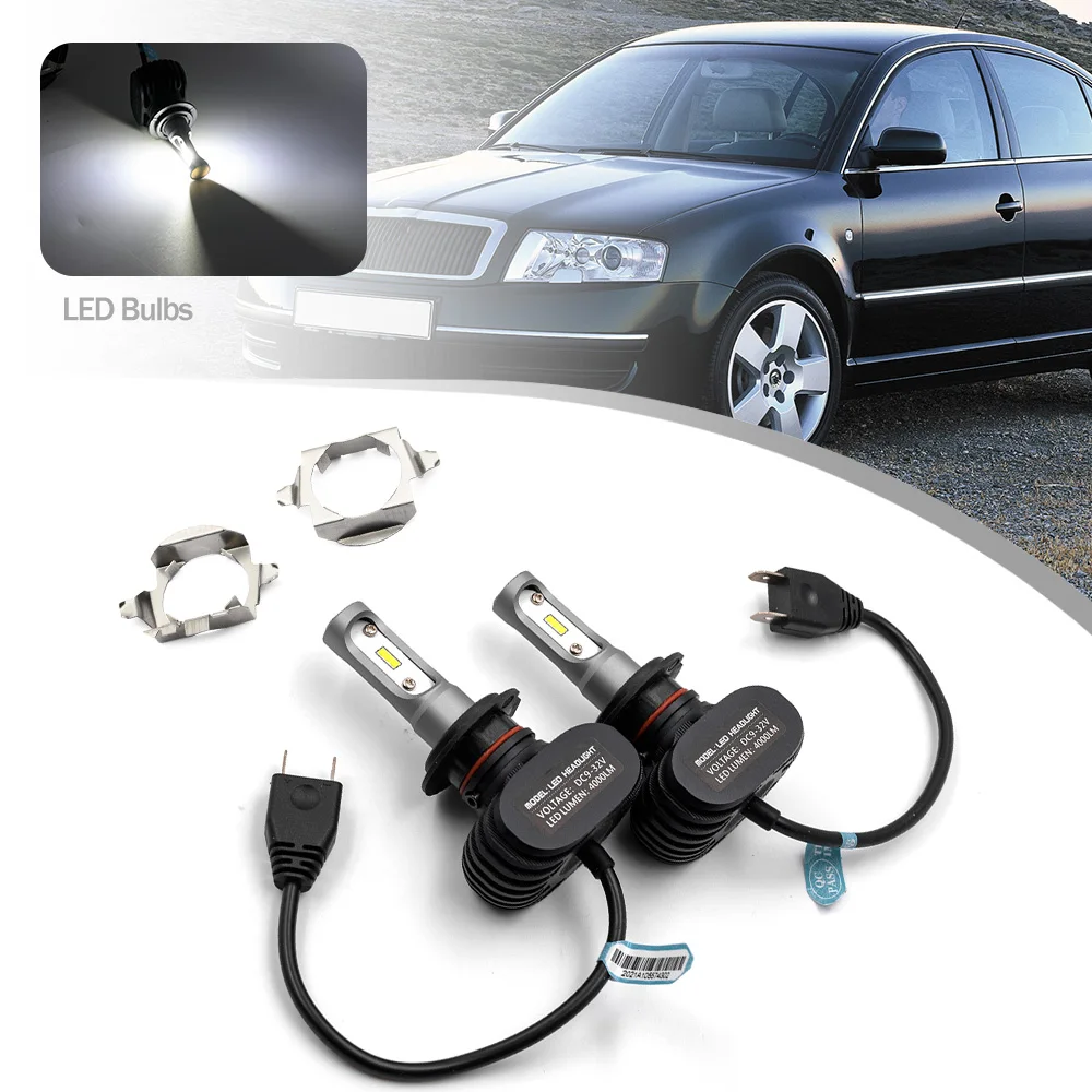 2Pcs H7 Led Low Dipped Beam Headlight Bulbs Headlamp with Holder ...