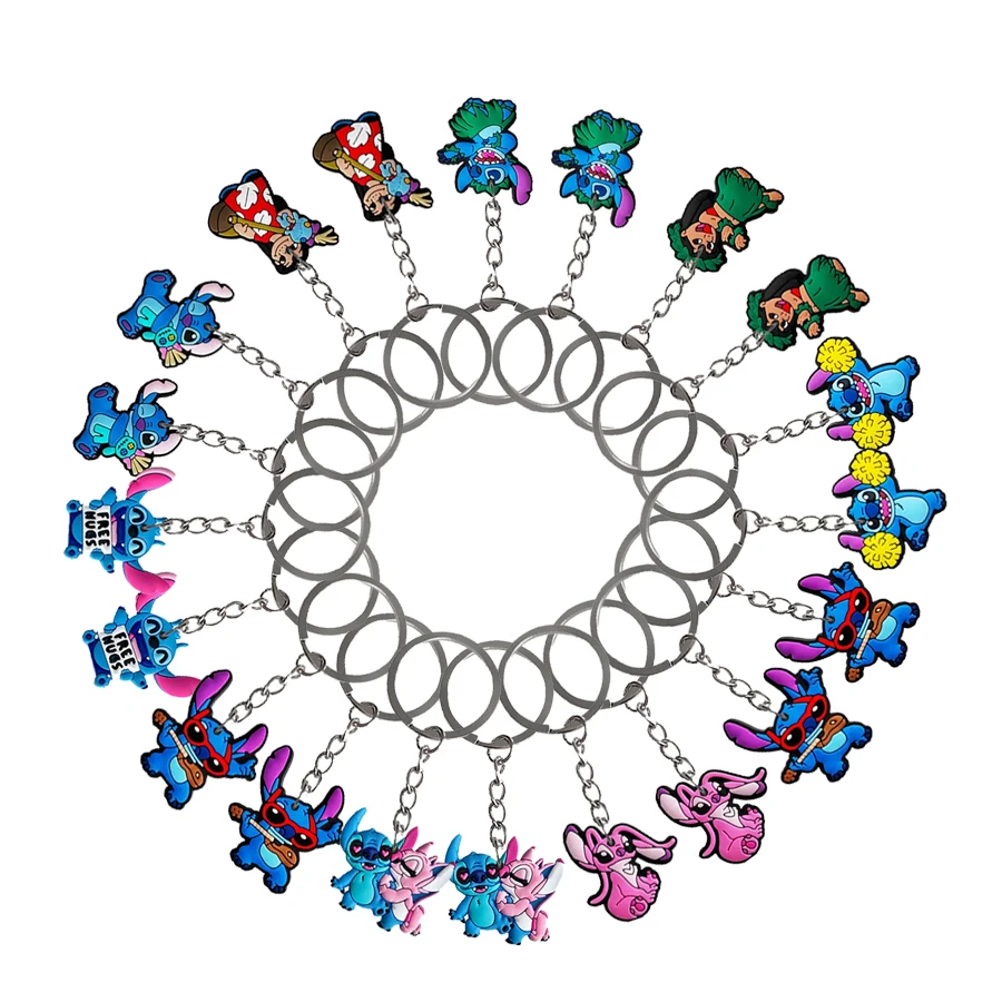 10-20-30Pcs-Lilo-Stitch-Keychains-Party-Favor-Pink-Angel-Key-Ring-Kids ...