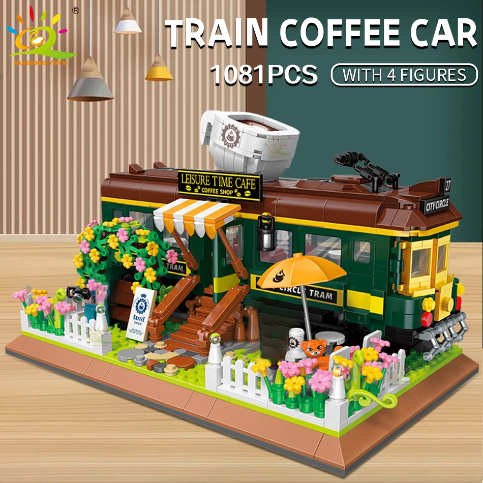 HUIQIBAO-1081PCS-Train-Coffee-Shop-Model-Micro-Building-Blocks-Mini ...