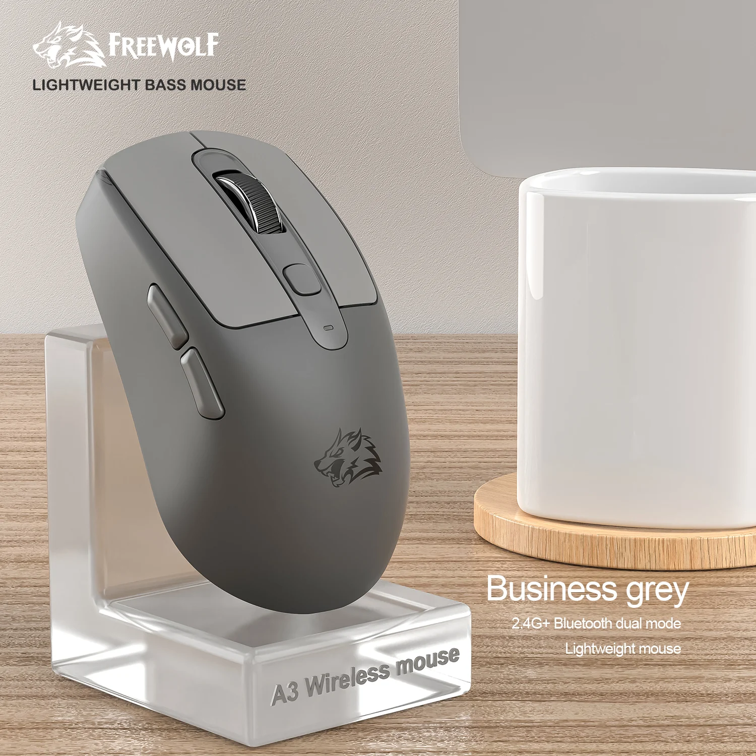 FREEWOLF A3 Wireless Silent Mouse, Bluetooth Dual Mode, Type-C Charging ...