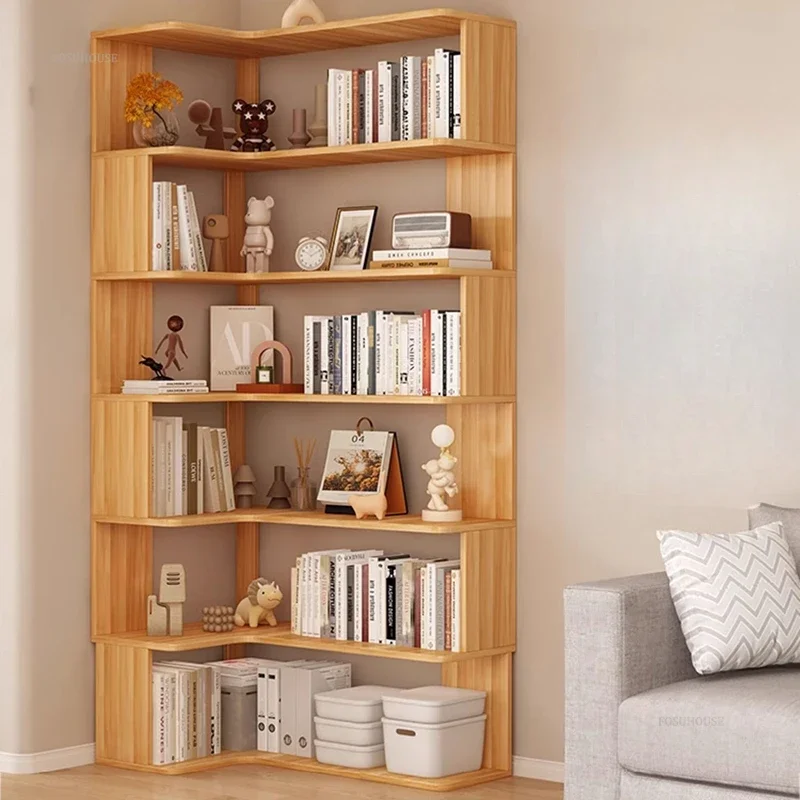 Modern-Multi-layer-Bookcases-for-Study-Solid-Wood-Corner-Storage ...