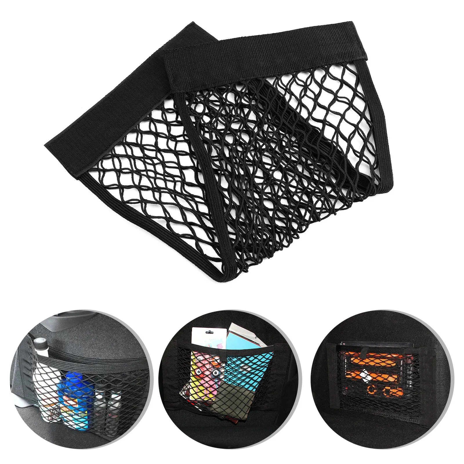 Car Back Rear Trunk Storage Net Seat Elastic String Net Magic Sticker ...