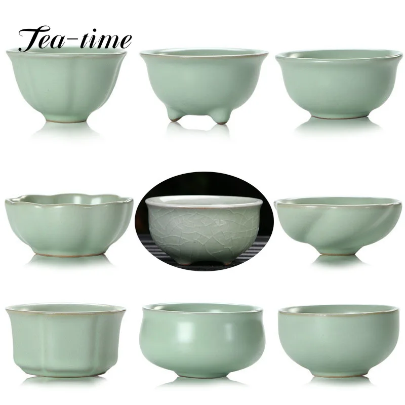 Boutique Azure Ru Kiln Ceramic Teacup Handmade Crackle Glaze Tea Cup ...