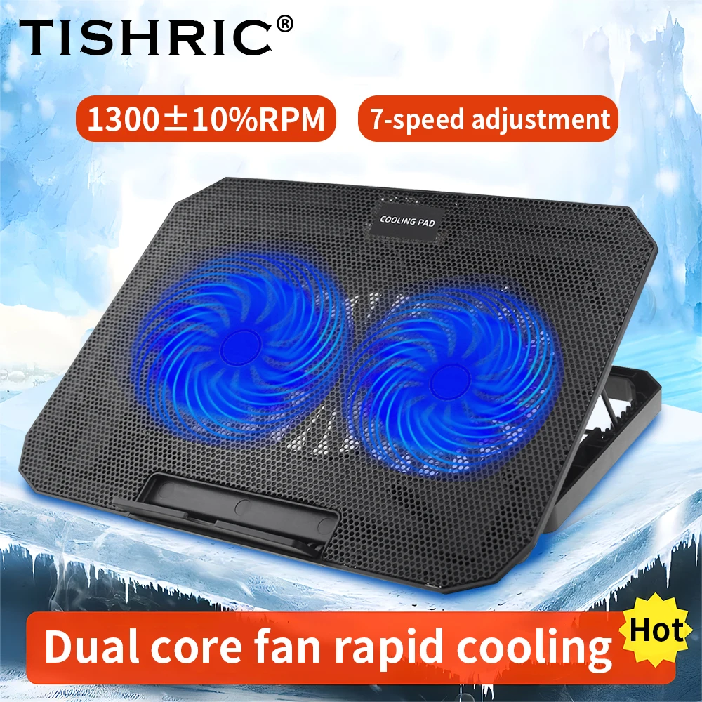 TISHIRC-Laptop-Cooler-Two-large-Fan-14CM-1400RPM-Notebook-Cooler-Pad ...