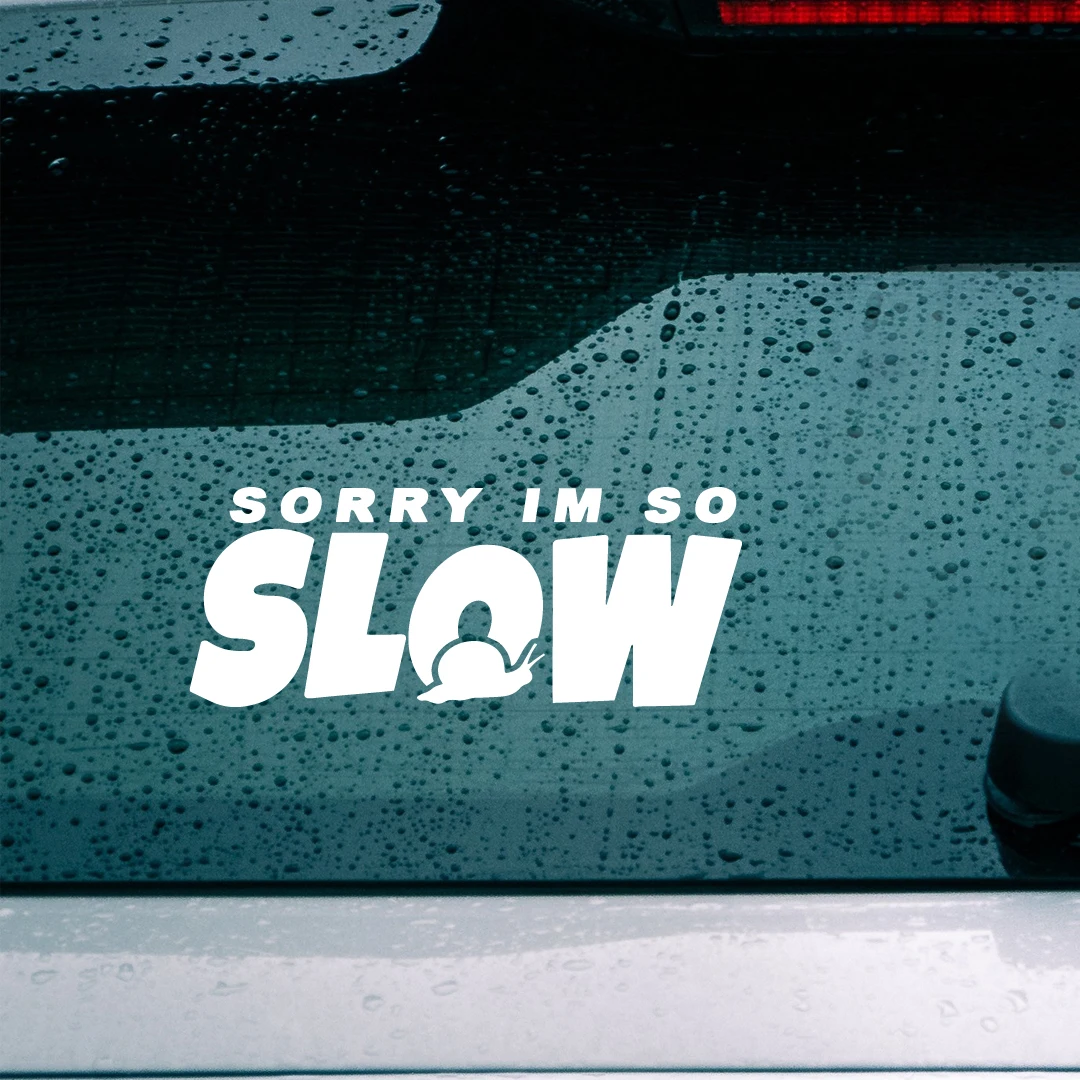 Sorry, I'm too slow. Snail crawling warning original car sticker JDM ...
