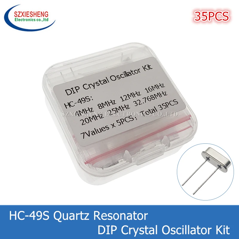 35PCS-HC-49S-Crystal-Oscillator-Electronic-Kit-7Values-x-5PCS-DIP-Quartz-Resonator-4Mhz-8Mhz ...