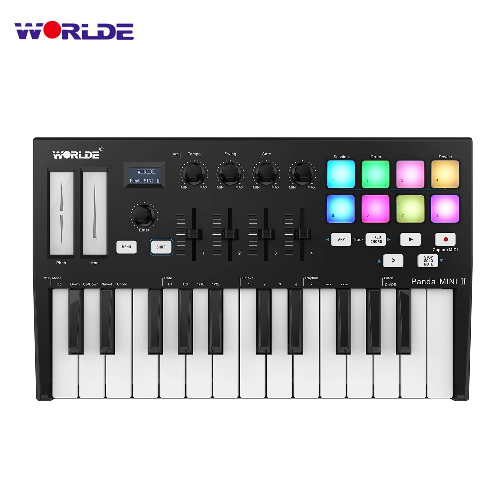 WORLDE-Panda-MINI-II-25-Key-USB-MIDI-Keyboard-Controller-4-Assignable ...
