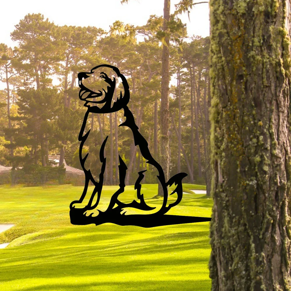 Silhouette-de-Golden-Retriever-en-m-tal-signe-rustique-d-coupe-am-liore ...