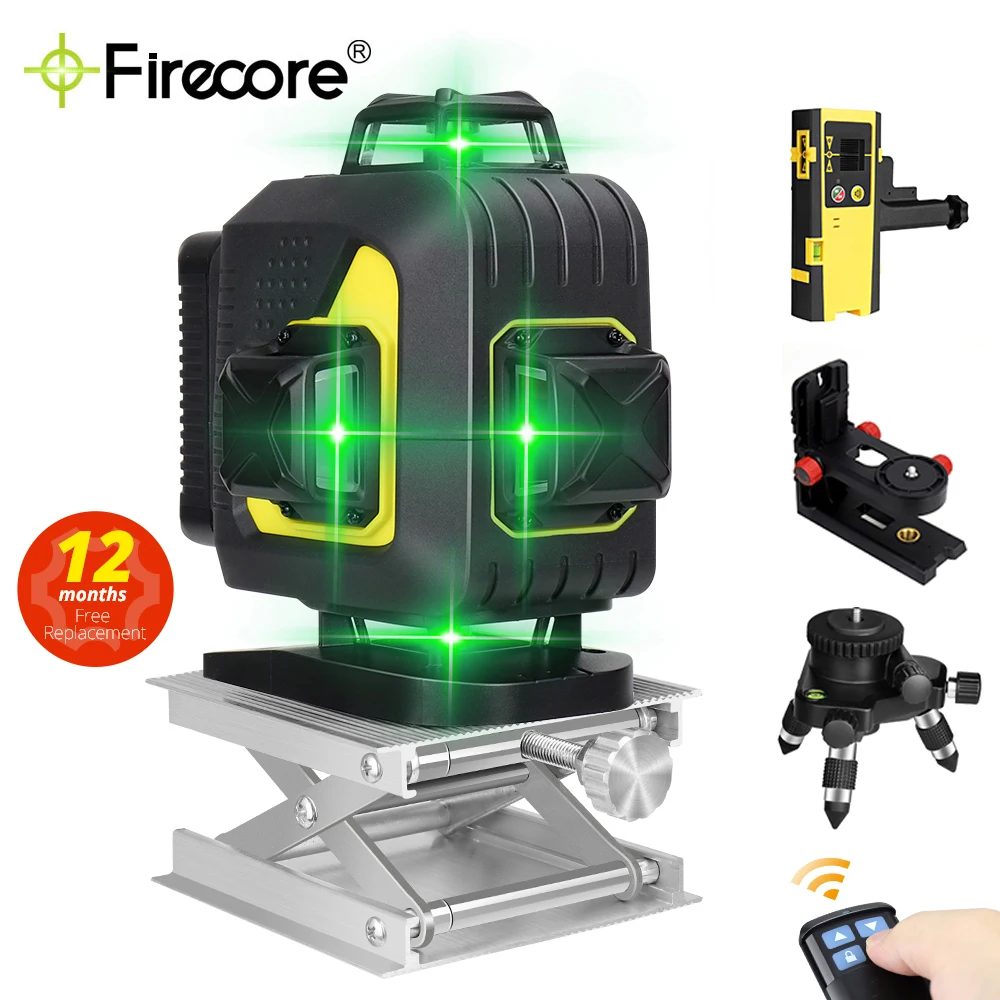 FIRECORE Nivel láser verde F504T XG, herramienta de nivelación de 16 líneas, 4D, línea cruzada ...