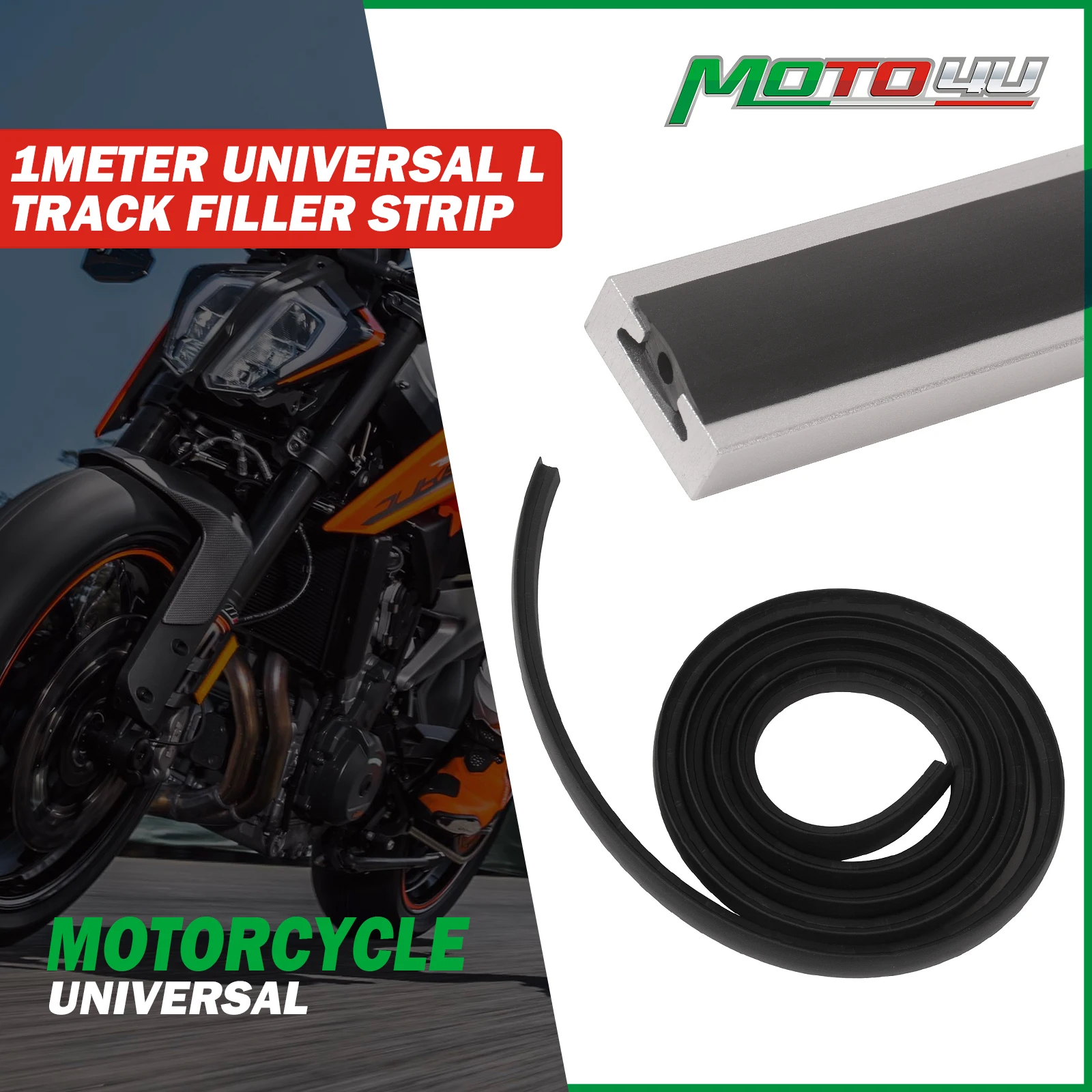 MOTO4U 1Meter Universal L Track Filler Strip 3.34-Foot Length Rubber ...