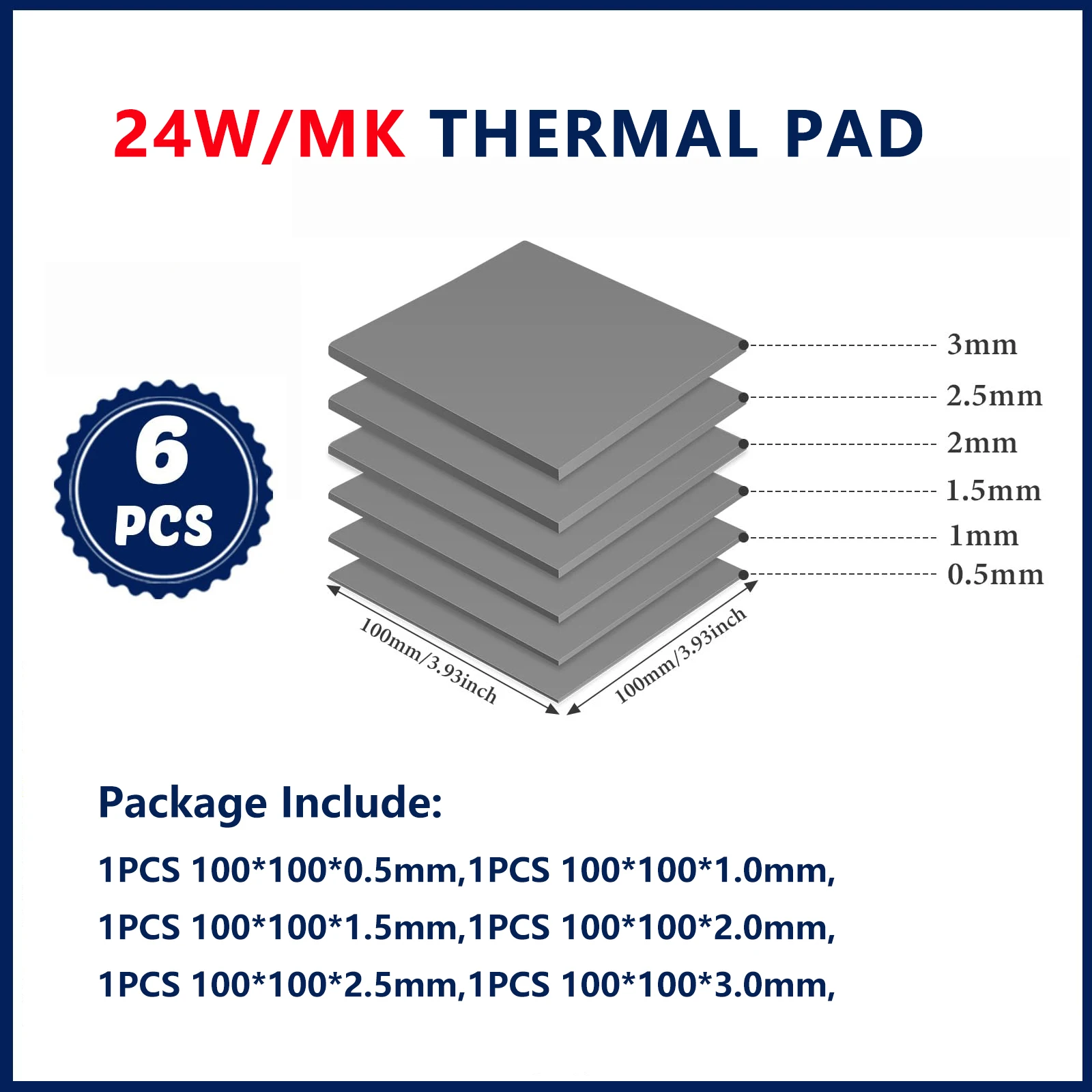 6PCS-24W-MK-GPU-CPU-Thermal-Pad-Heatsink-Cooling-Silicone-Pad-for ...