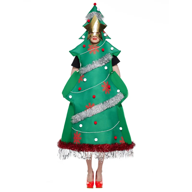 Adult-Christmas-Tree-Costume-Funny-Xmas-Party-Women-Dress-Up-Carnival ...