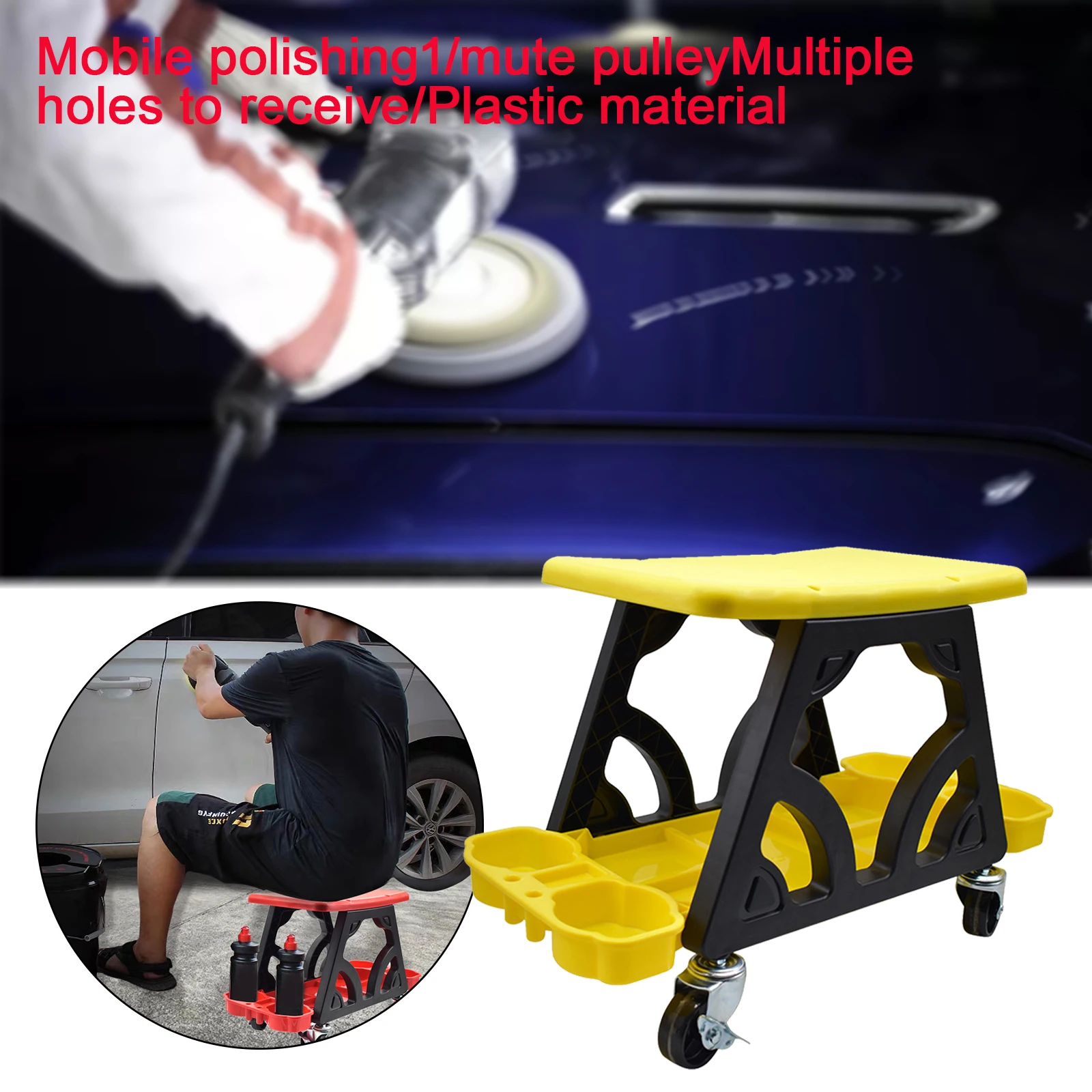 Car-Beauty-Polishing-Tool-Car-Detailing-Stool-Chair-Wheels-Roller ...
