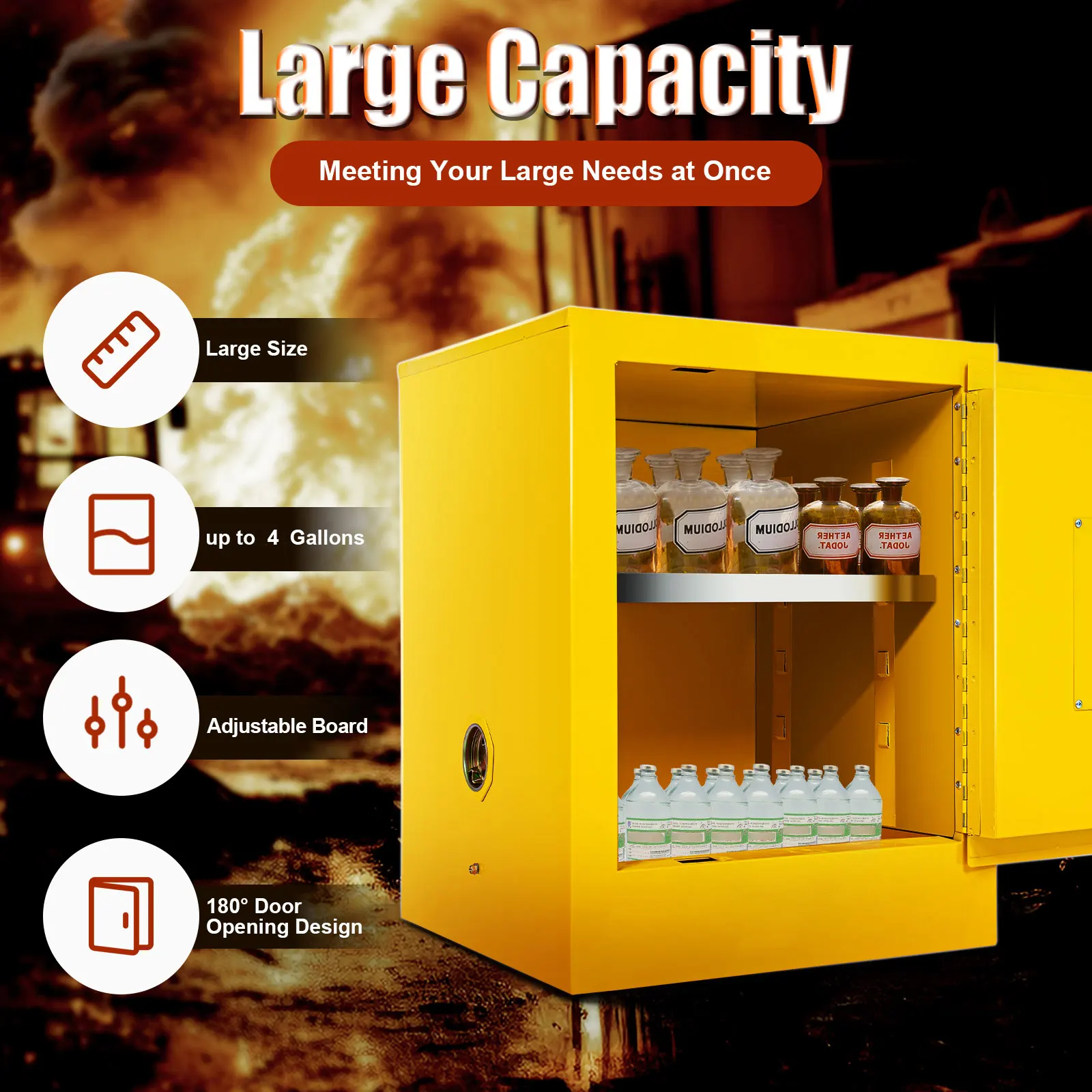 15L Safety Cabinet,Explosion-proof Fire-proof 3-point Linkage Door Lock ...