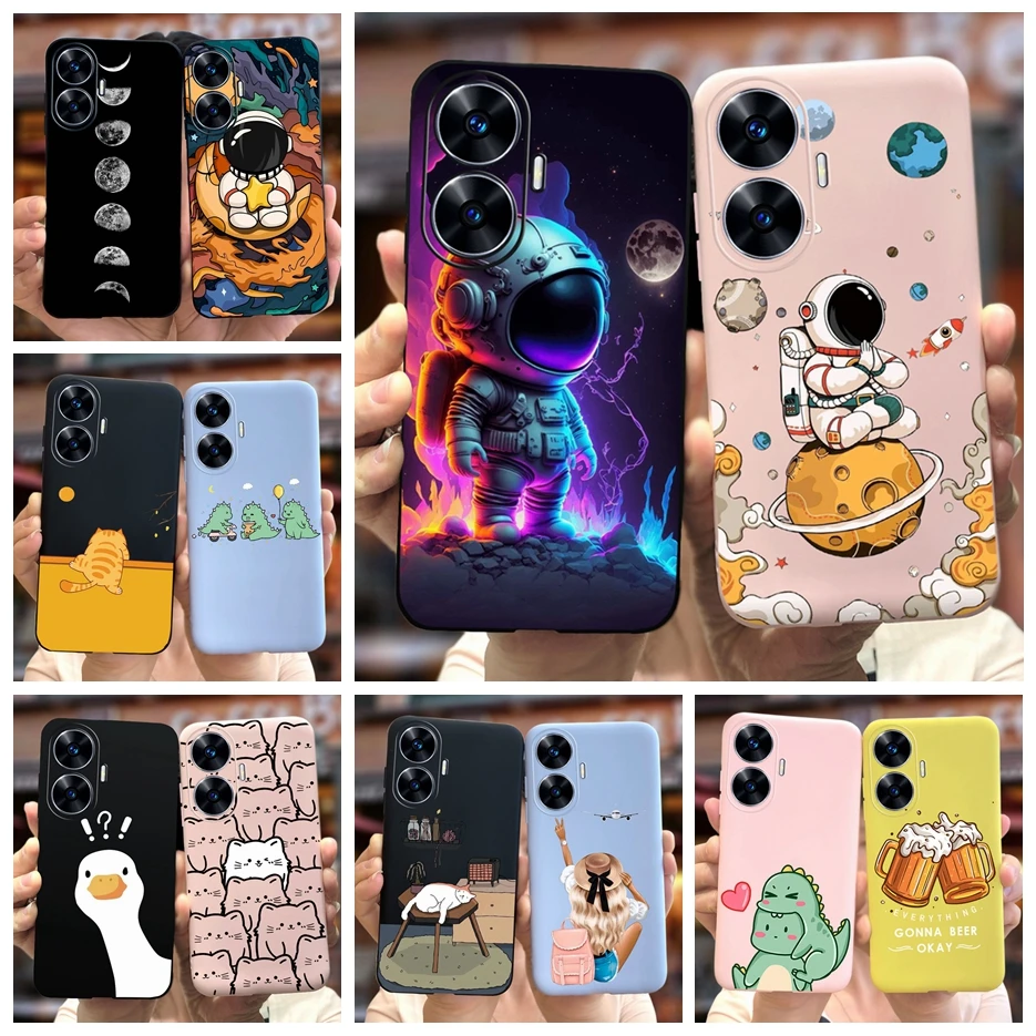 For Realme C55 Case RMX3710 Cute Fashion Astronauts Cartoon Cover Soft ...