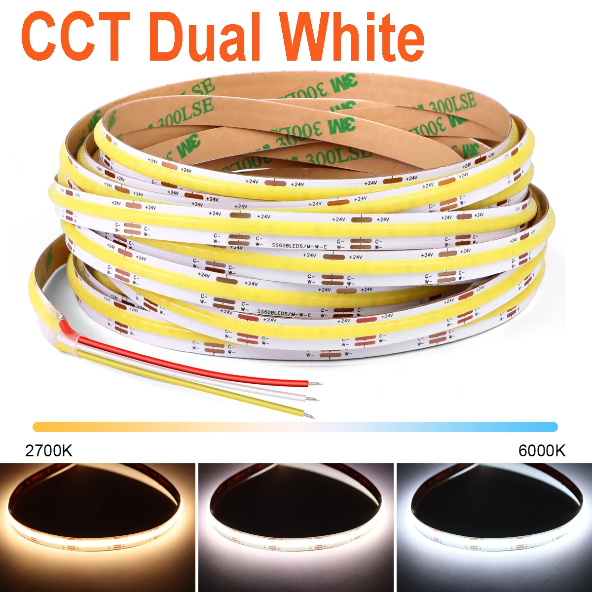 5m-3m-2m-1m-Indoor-LED-Strips-Lights-Decoration-COB-LEDS-608PCS-M-Color ...