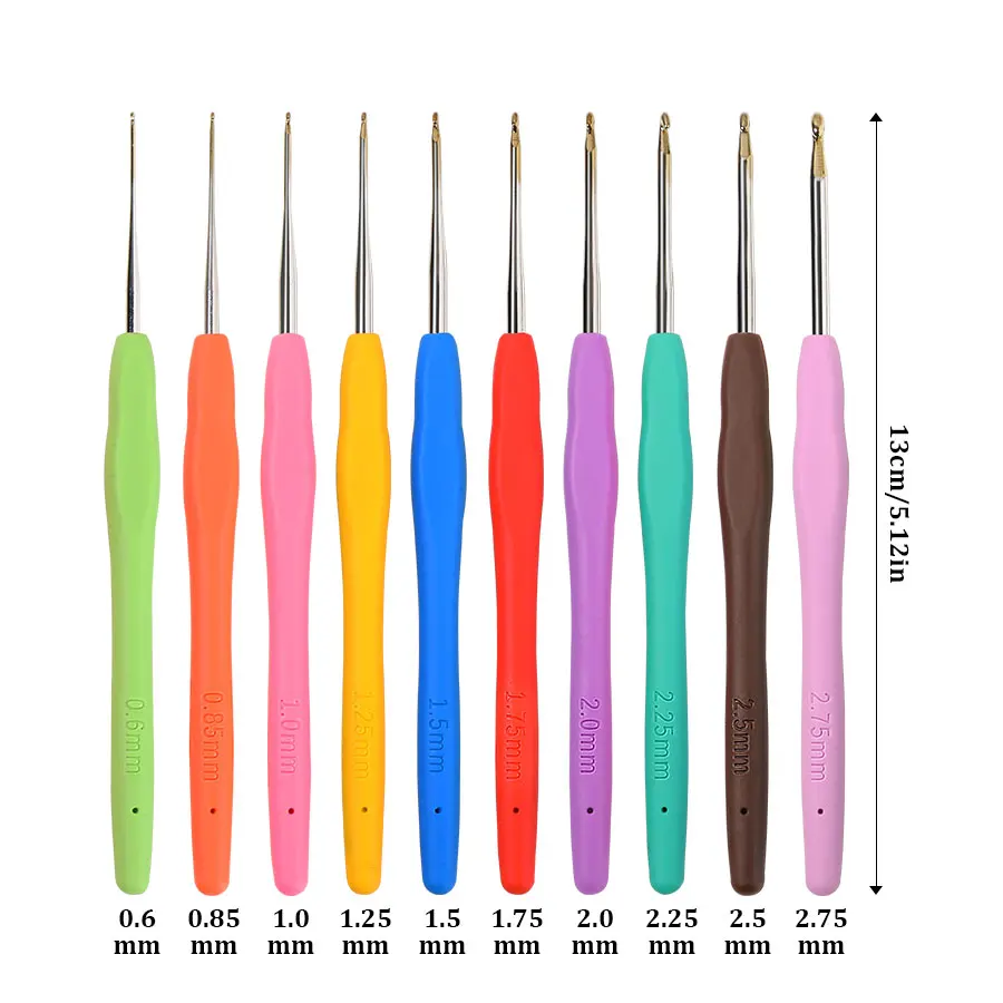 10pcs Crochet Hooks Kit 0.6mm - 2.75mm Crochet Needles Set Yarn Weave ...