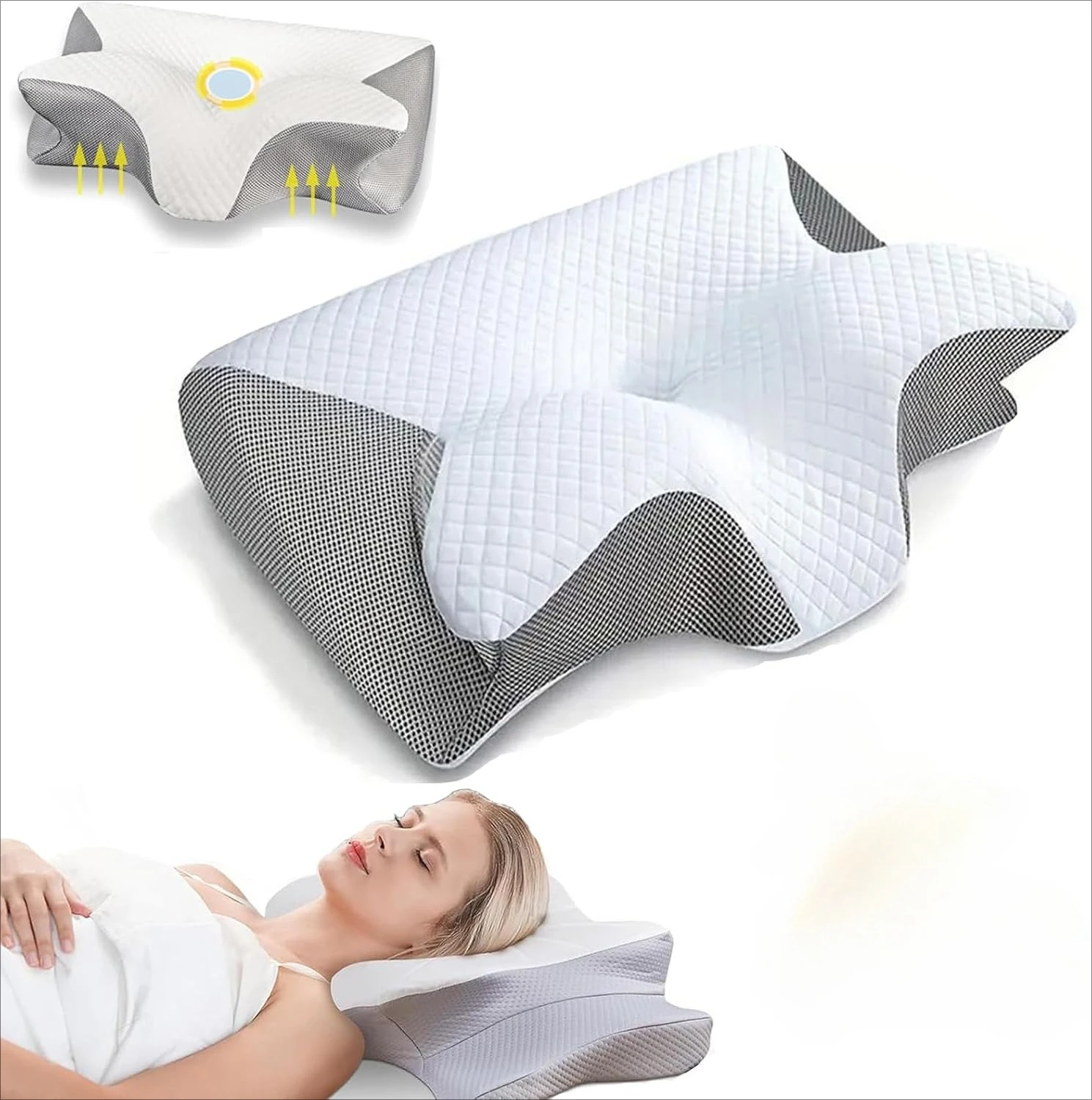 Sleep Apnea Pillow, Upgraded Memory Foam Cervical Pillow for Sleep ...