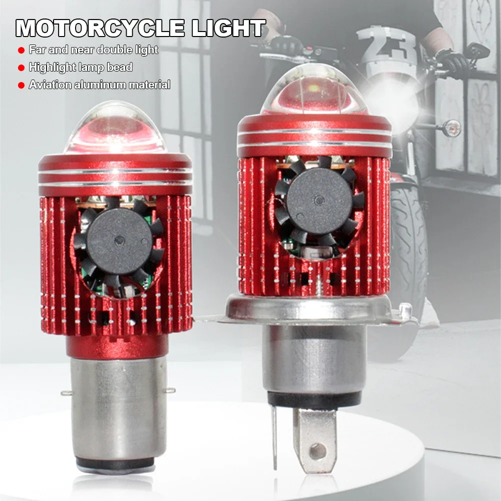 Universal BA20D H4 Headlight Motorcycle LED Projector Lamp Dual Color ...
