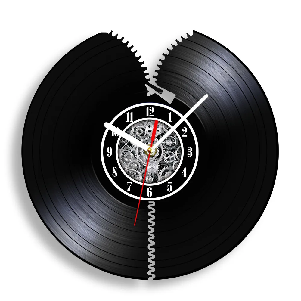 Unzip Wall Clock Made of Real Vinyl Record Longplay Zipper Minimalist ...