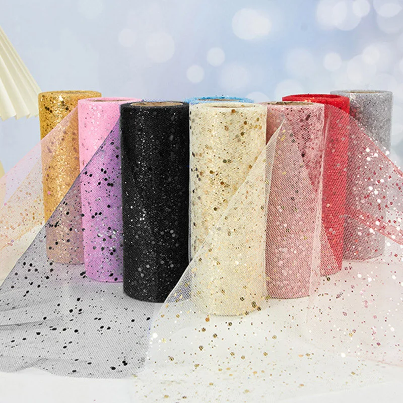 Glitter-Sequin-Tulle-Roll-Pano-de-Malha-Em-P-Decora-o-de-Natal ...